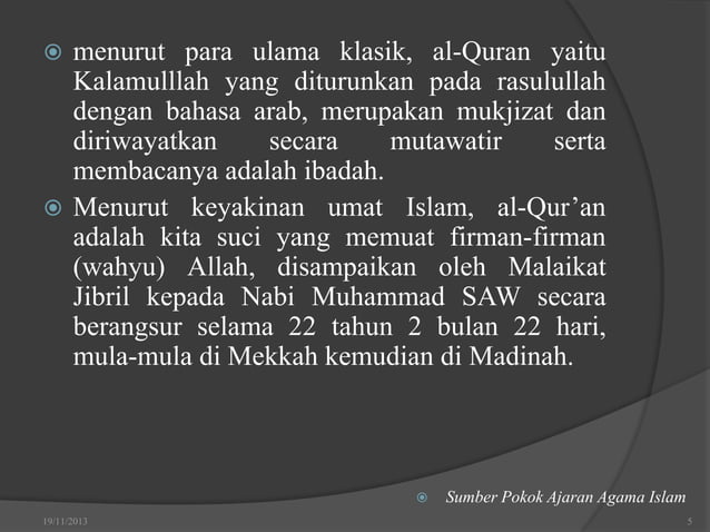Sumber pokok ajaran agama islam | PPT