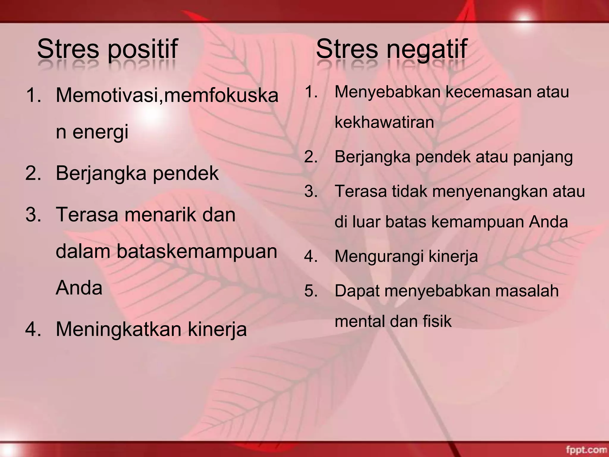Sumber stress di tempat kerja | PPTX