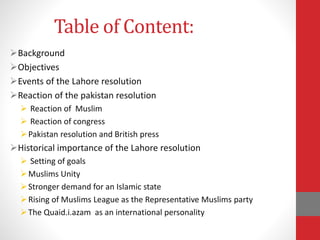 lahore resolution | PPTX