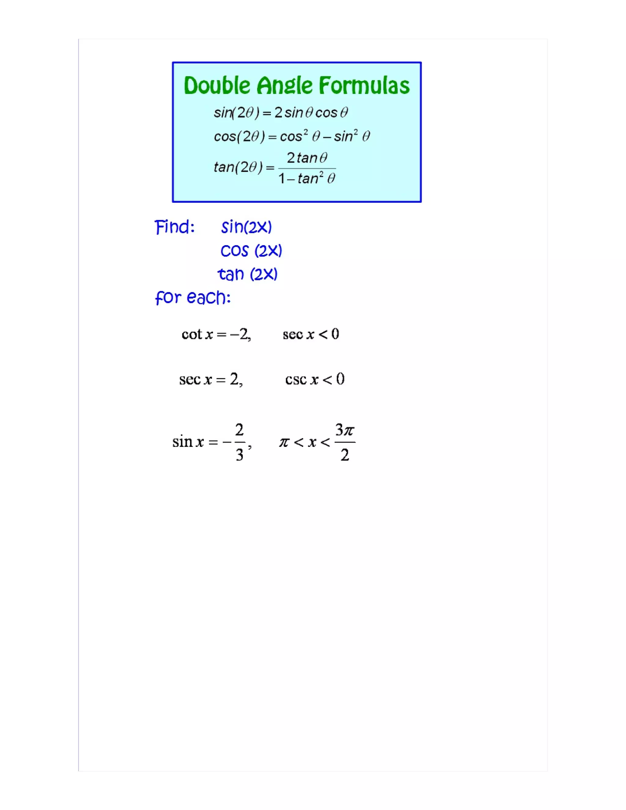 Sum diff double angles | PDF