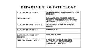 SUMEDHA protocol disertation for pathology | PPTX