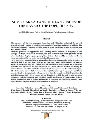 Sumer, Akkad, and the languages of the Navajo, the Hopi, the Zuni, by ...