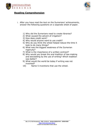 Classwork - Sumerian Achievements | PDF