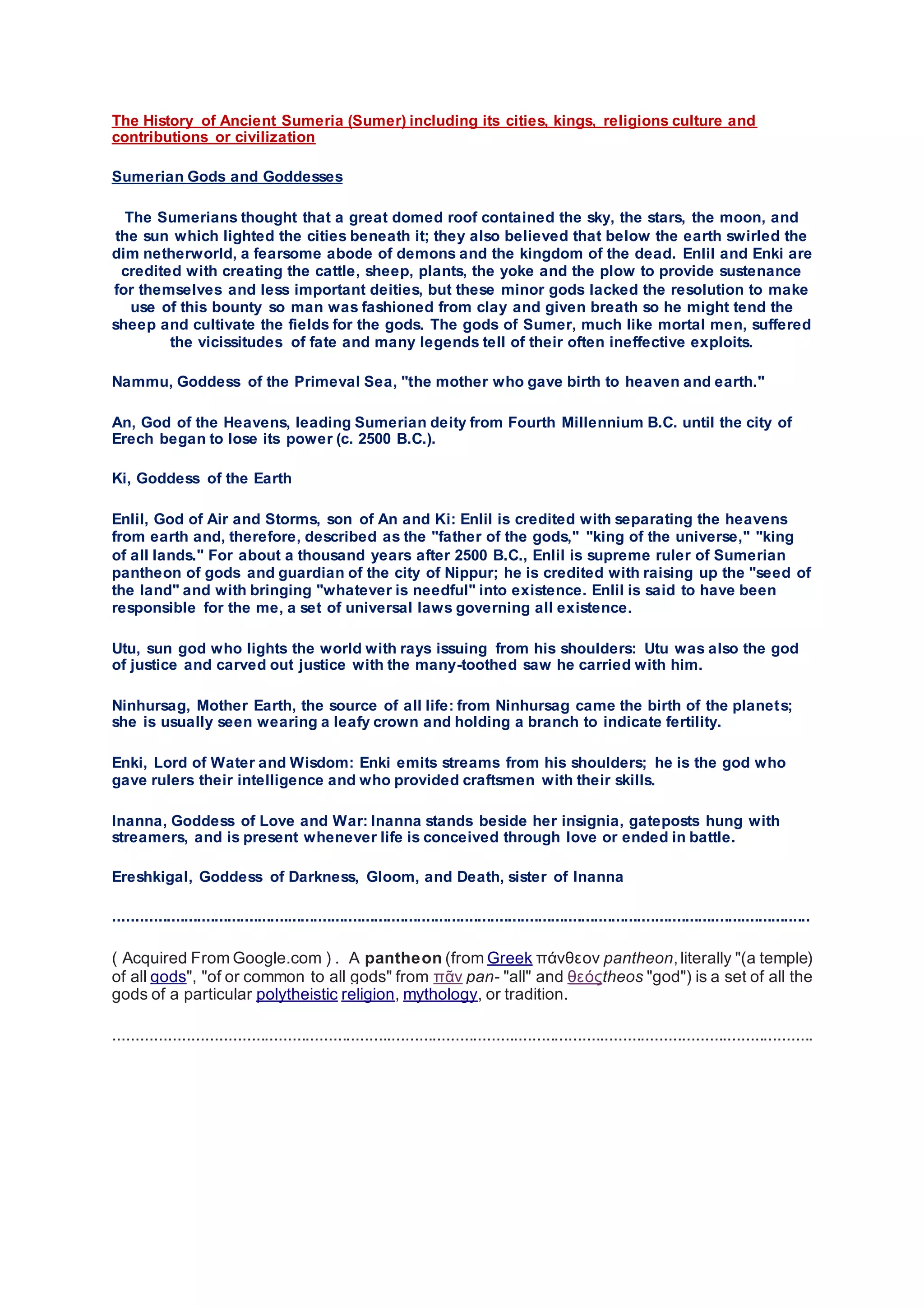 Sumerian gods and goddesses ( from google.com ) | DOCX