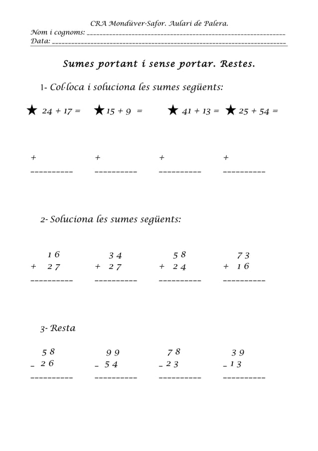 Sumes portant i sense portar | DOC
