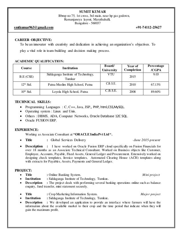 Sumit kumar resume Sumit kumar resume
