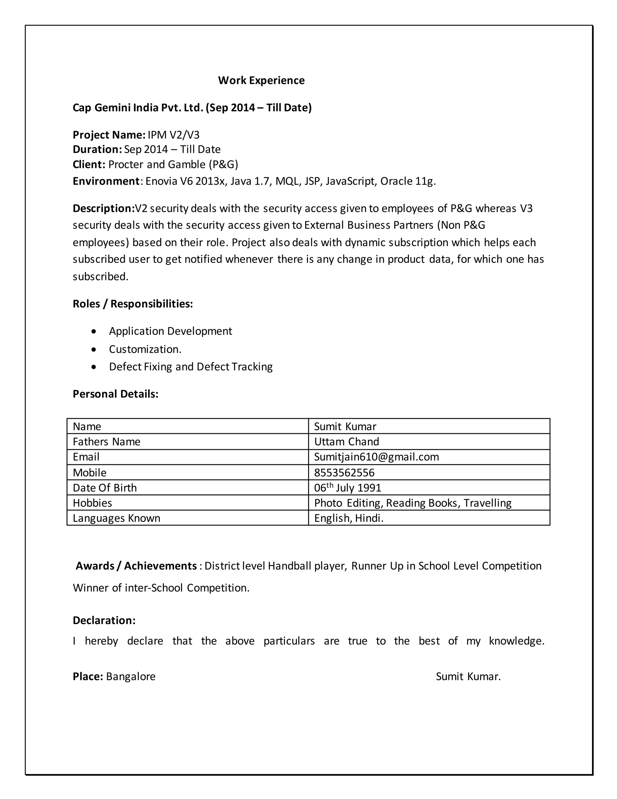 Sumit Resume | DOCX