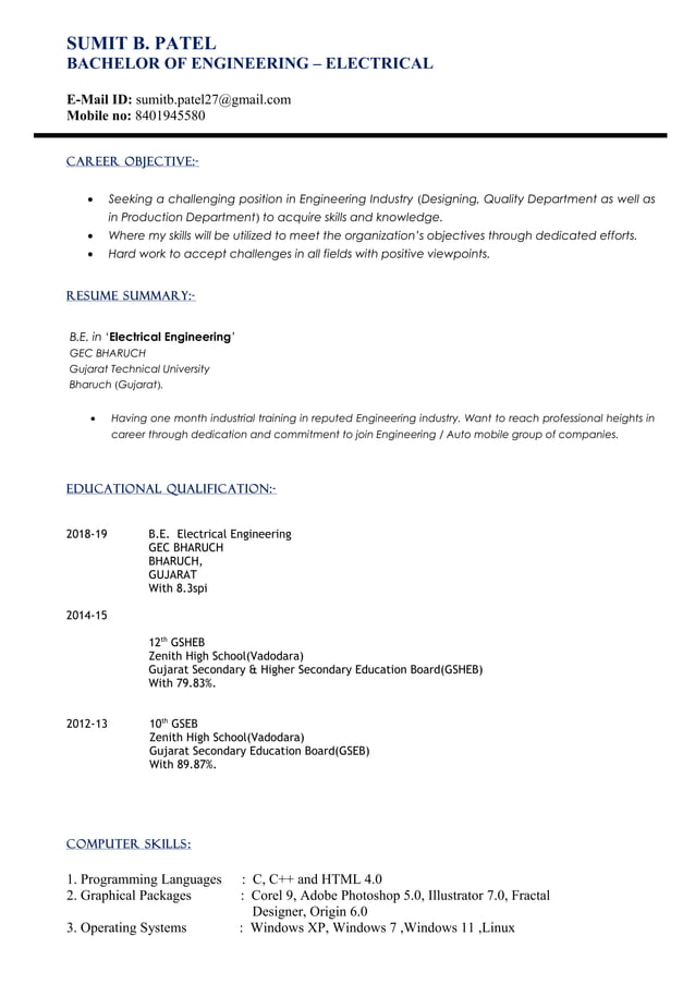 Sumit resume | DOC | Technology & Computing