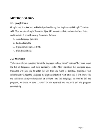 Language translator internship report | PDF