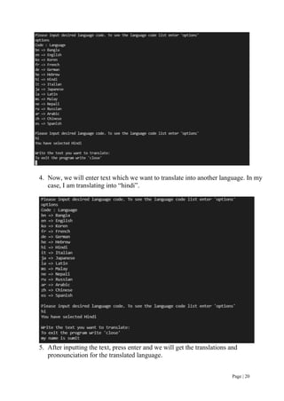 Language translator internship report | PDF