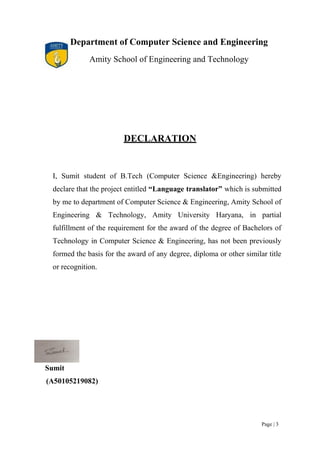 Language translator internship report | PDF