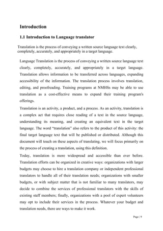 Language translator internship report | PDF