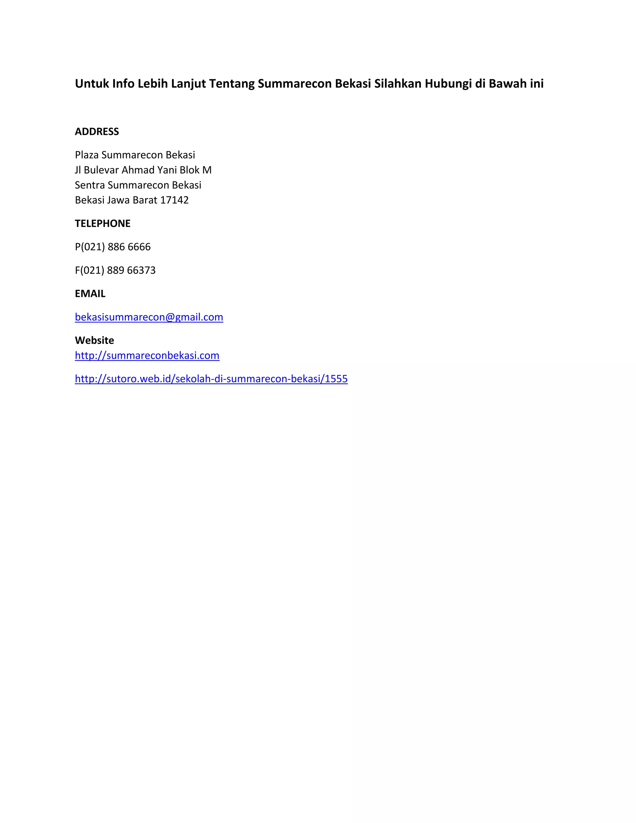 Summarecon bekasi | PDF