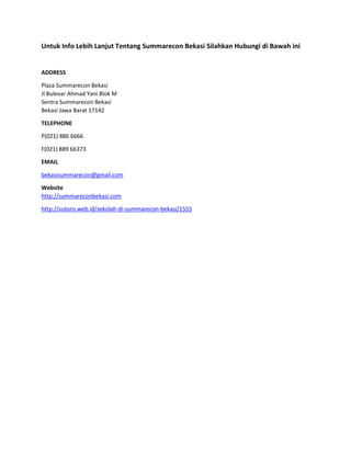 Summarecon bekasi | PDF