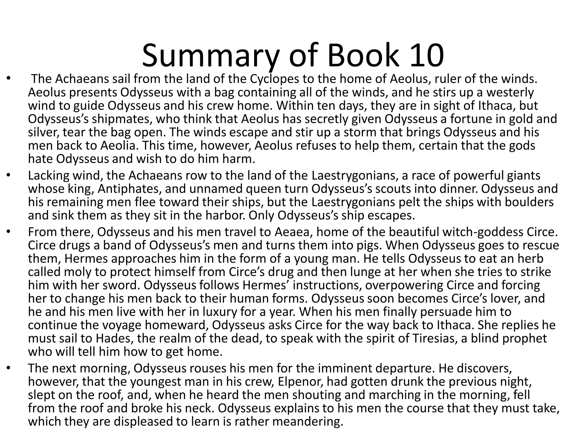 Summaries of the odyssey | PPTX