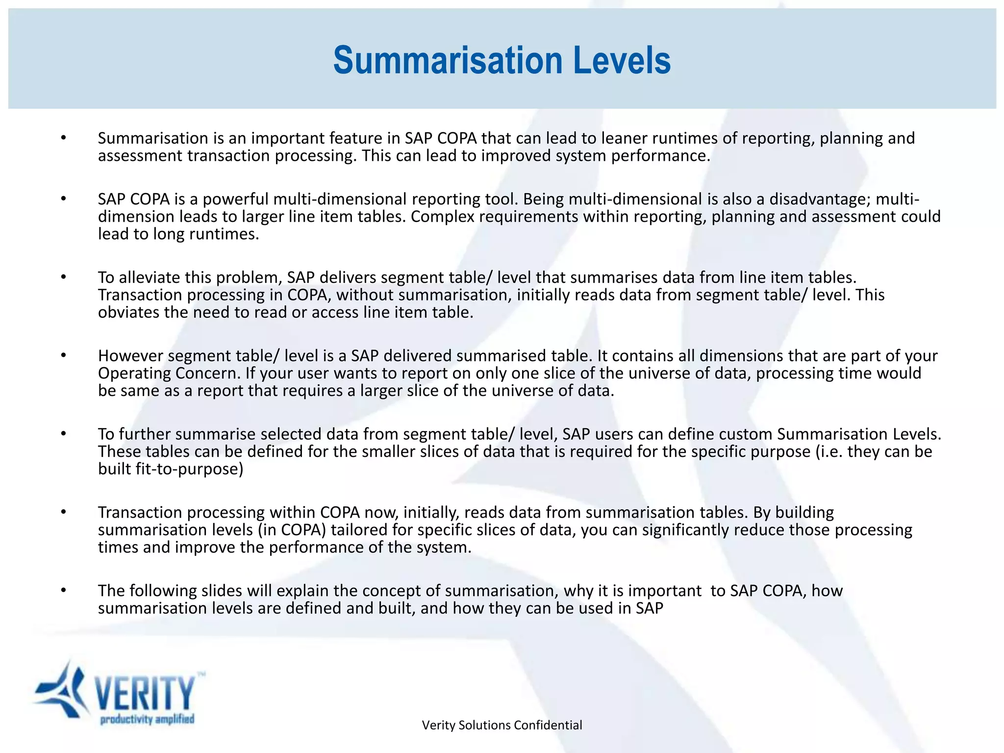 Summarisation levels in SAP COPA | PPTX