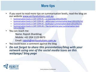 Summarisation levels in SAP COPA | PPTX