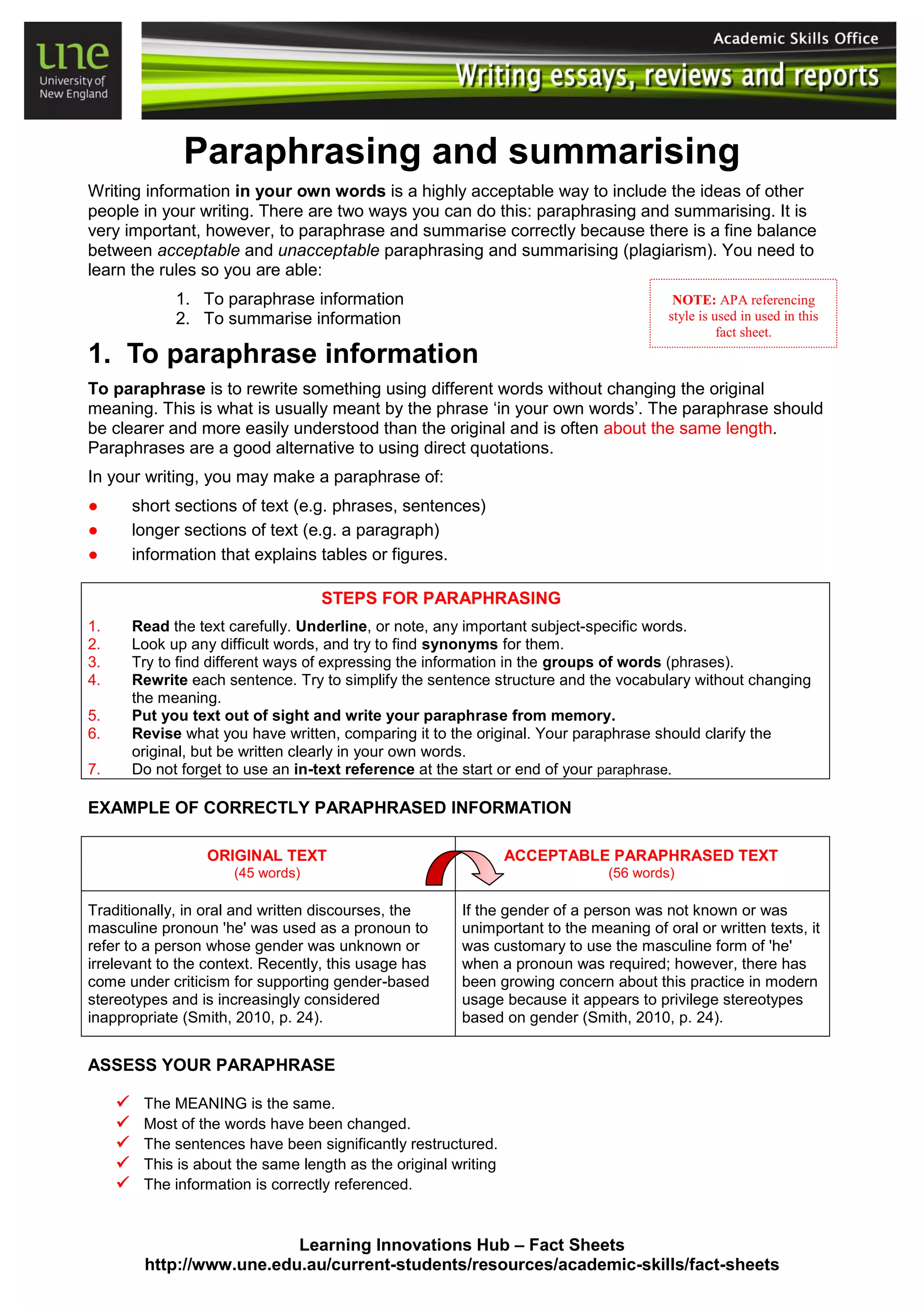 Summarising and Paraphrasing_Notes | PDF | Freelance Writing | Content ...