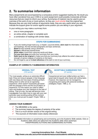 Summarising and Paraphrasing_Notes | PDF | Freelance Writing | Content ...