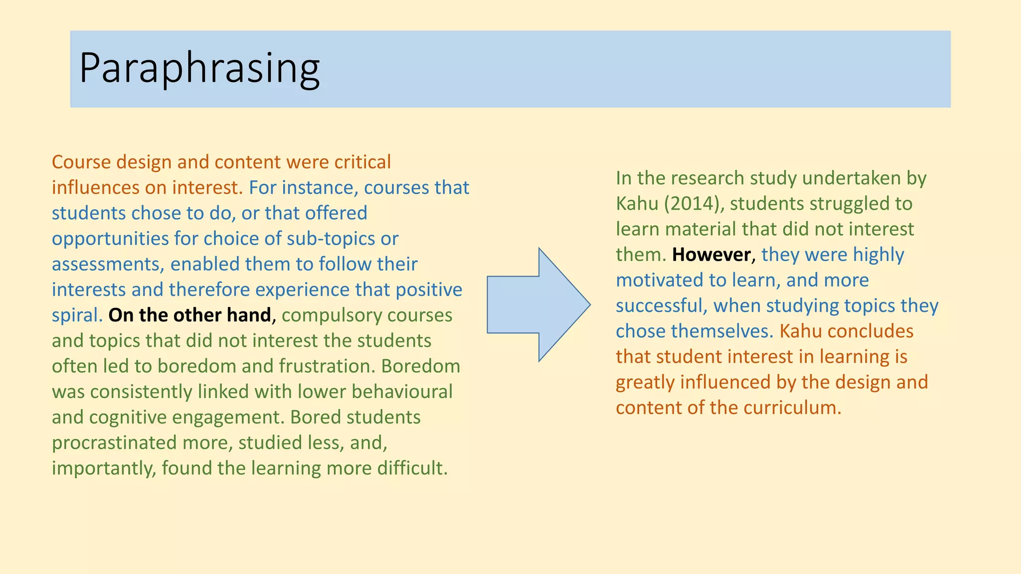Summarising, paraphrasing and quoting for PGs | PPT