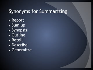 Summarize analyze-evaluate-synthesize-notes | PDF