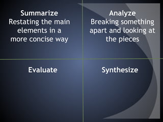 Summarize analyze-evaluate-synthesize-notes | PDF