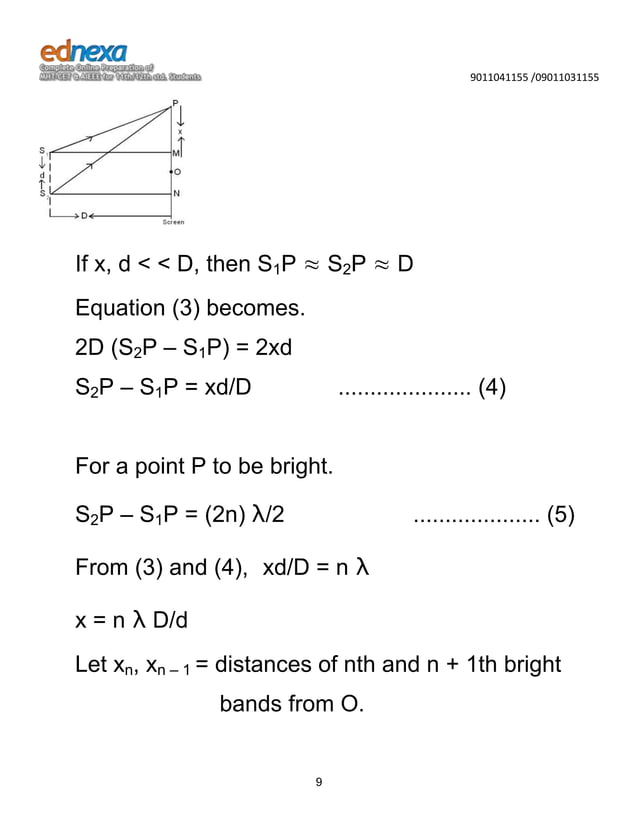 Summarized notes - 12th Science JEE - Interference and Diffraction | DOCX