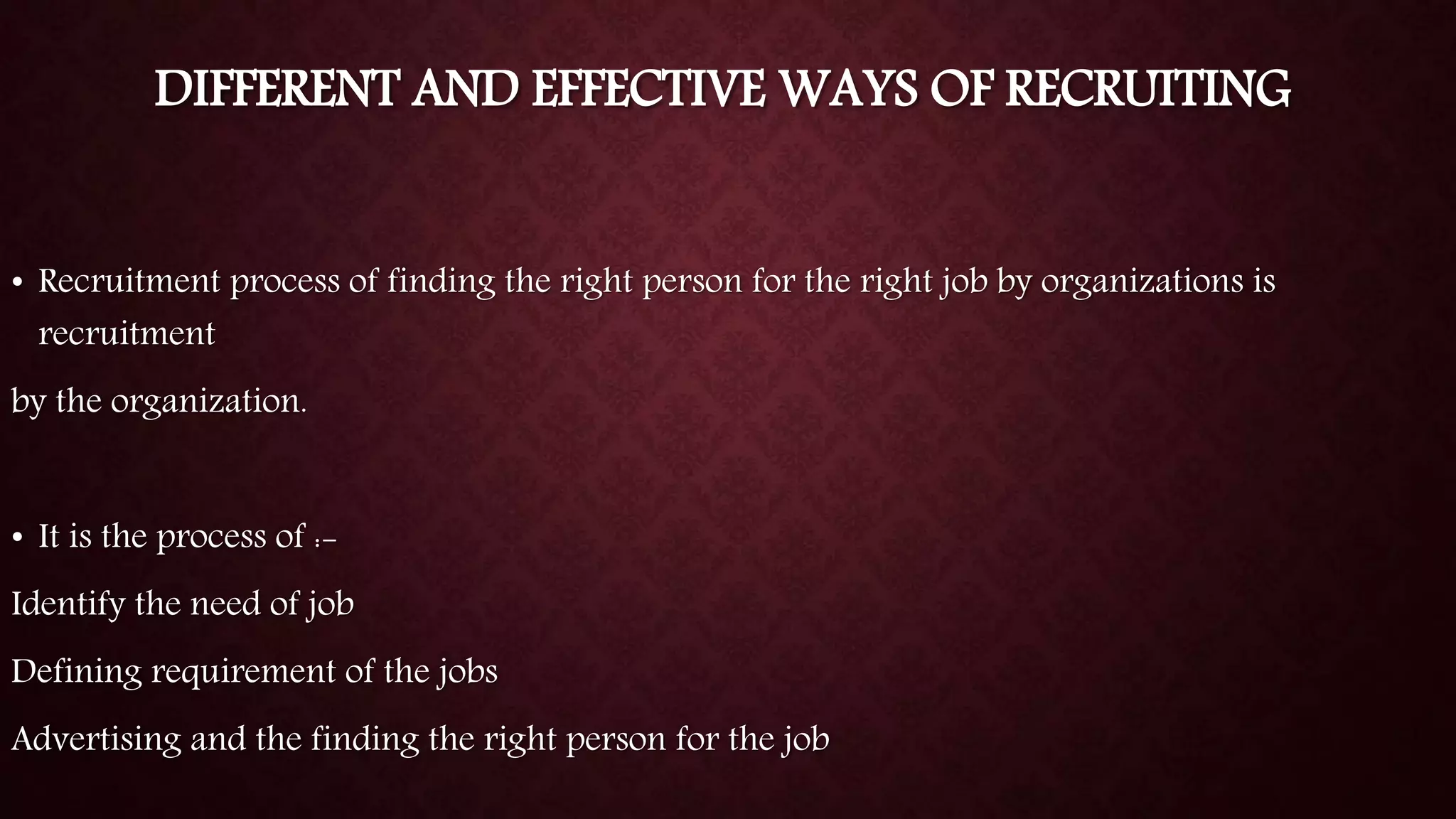 Summarized plan for recruitment task | PPT