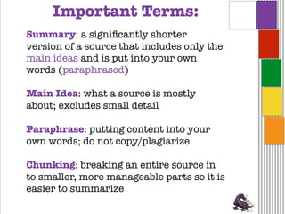 Summarize Slide Show | PPT