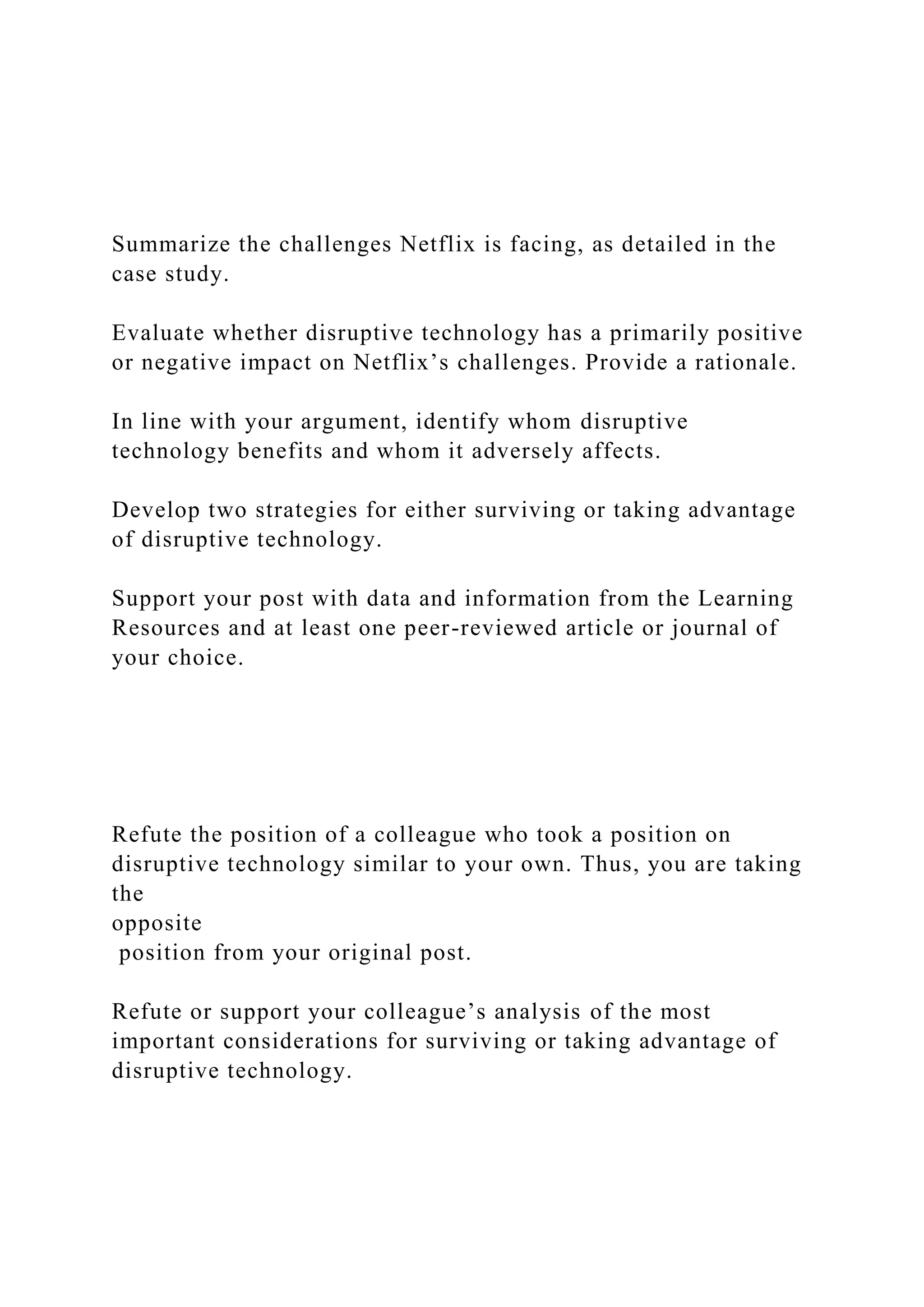 Summarize the challenges Netflix is facing, as detailed in the.docx