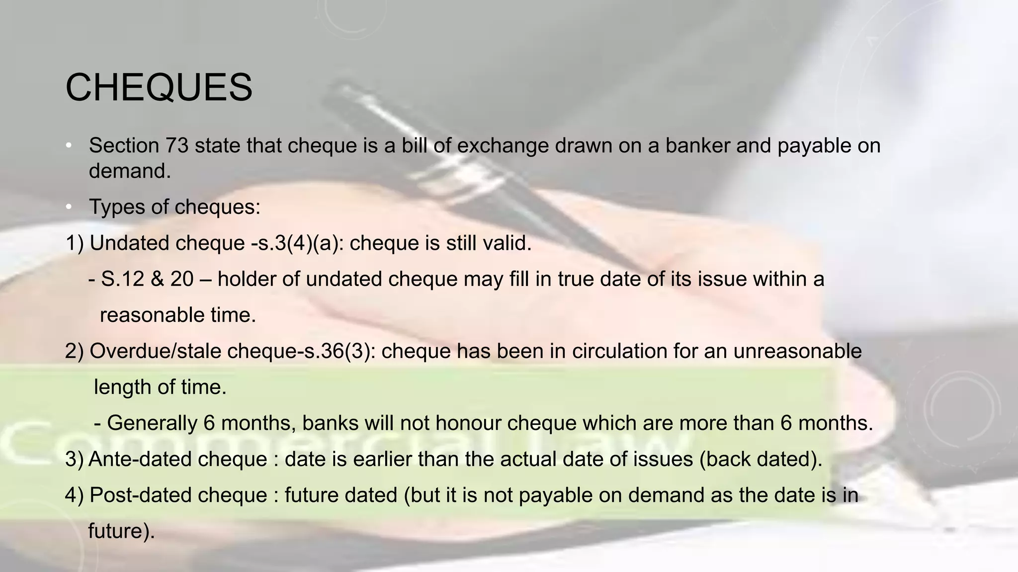 INSTRUMENTS RELATED EXAMPLE NI, BOE, AND CHEQUE | PPTX