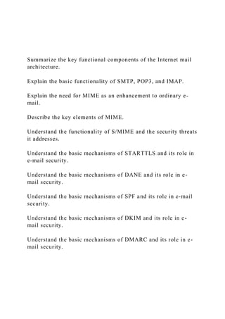 Summarize the key functional components of the Internet mail a.docx