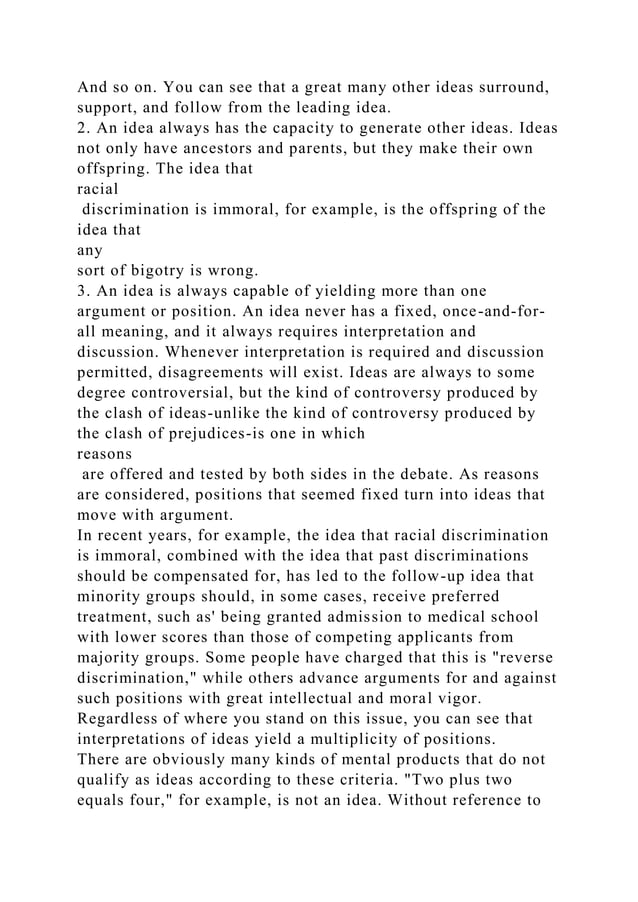 summarize Wayne C. Booths What Is an Idea (reprinted below) and .docx