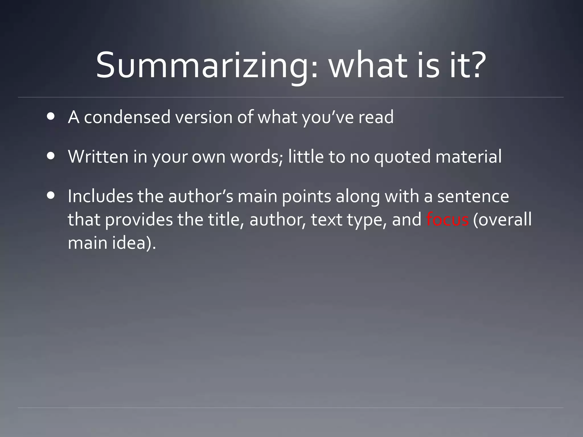 Summarizing | PPT