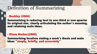 Definition, Purpose, Rules and Techniques in Summarizing Academic Texts ...