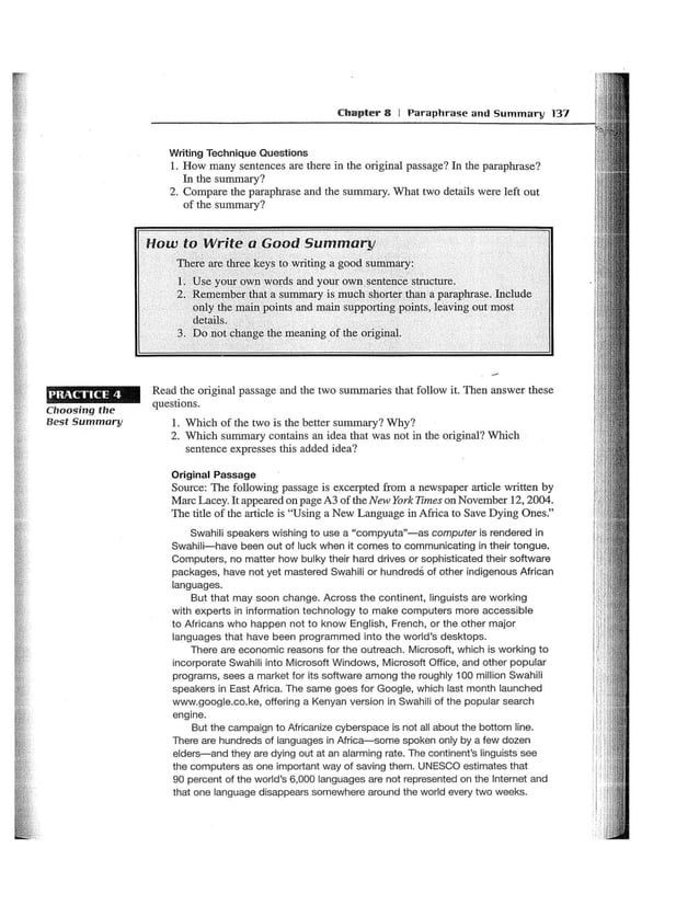 Writing an Essay: Summarizing | PDF