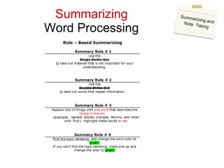 Marzano: Summarizing and Note Taking | PPT