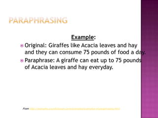 Summarizing, Paraphrasing, and Quoting | PPTX