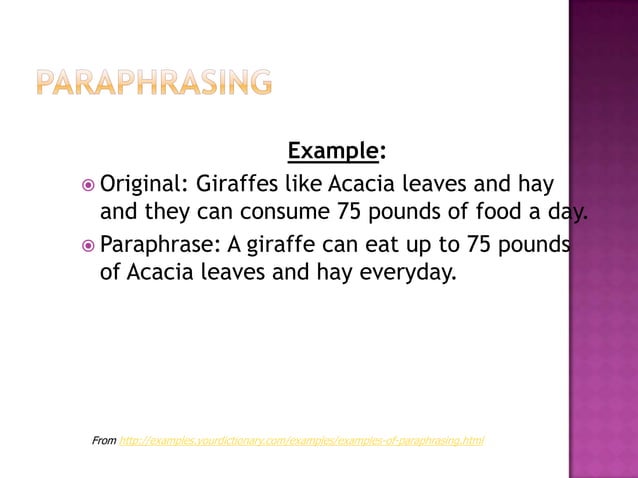 Summarizing, Paraphrasing, and Quoting | PPT