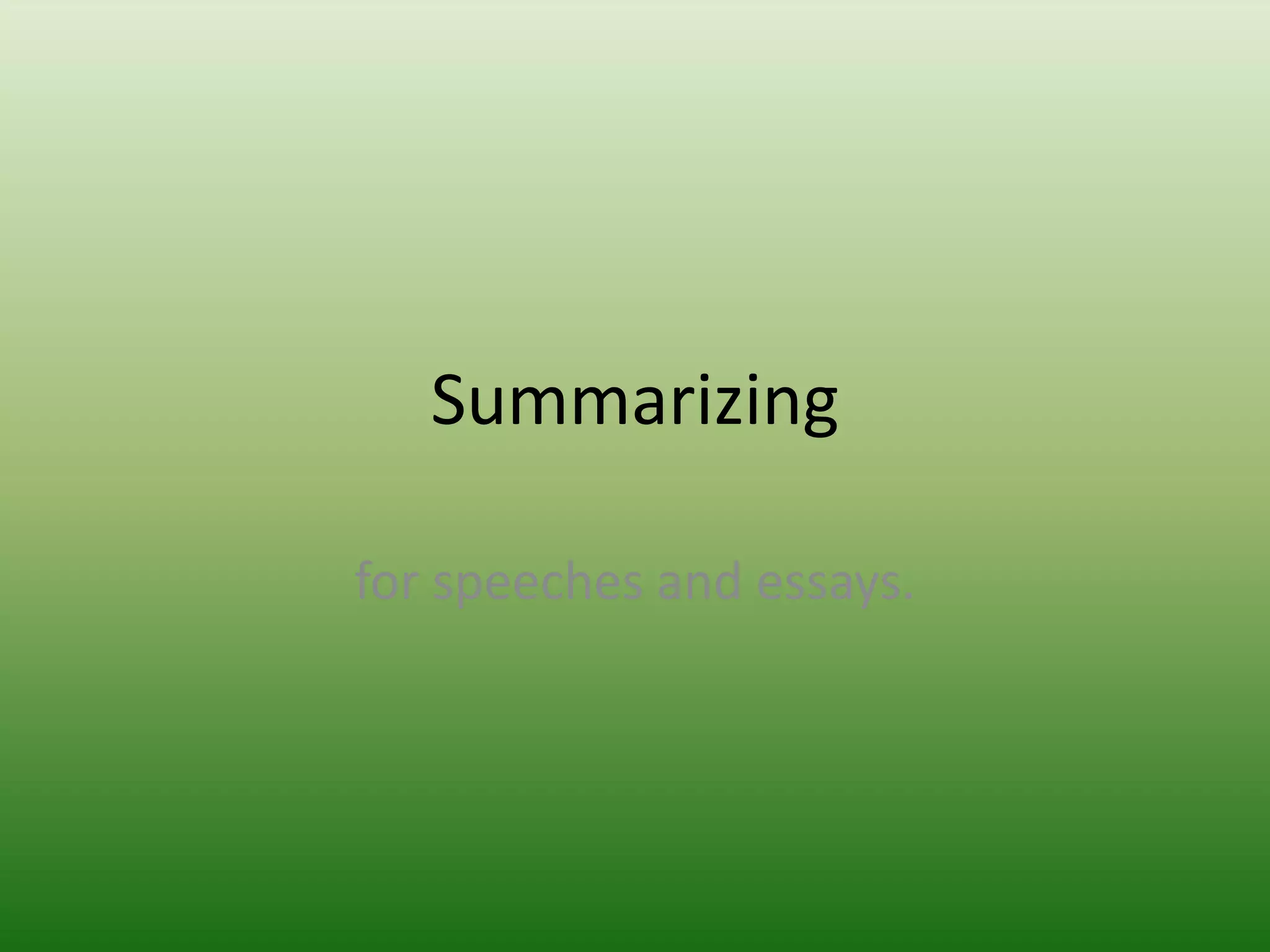 Summarizing power point | PPTX