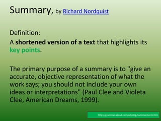 Summarizing power point | PPTX