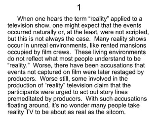 Summarizing Practice | PPT | Reality TV | Genres