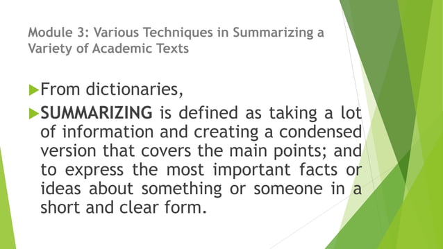 MODULES IN EAPP summarizing academic text.pptx | Weather | Science
