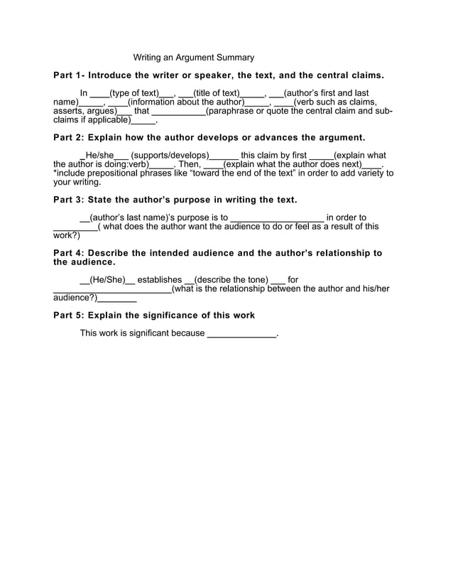 Summarizing an argument | DOC