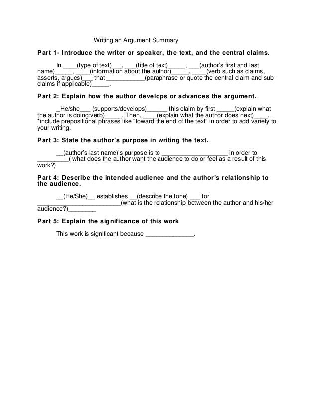 Summarizing an argument