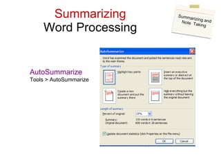 Summarizing and note taking | PPT