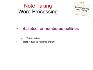 Summarizing and note taking | PPT