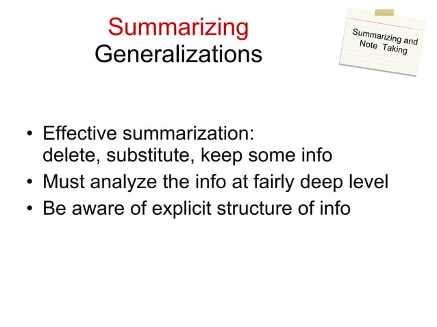 Summarizing and note taking | PPT