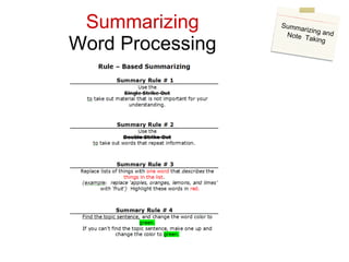 Summarizing and note taking | PPT