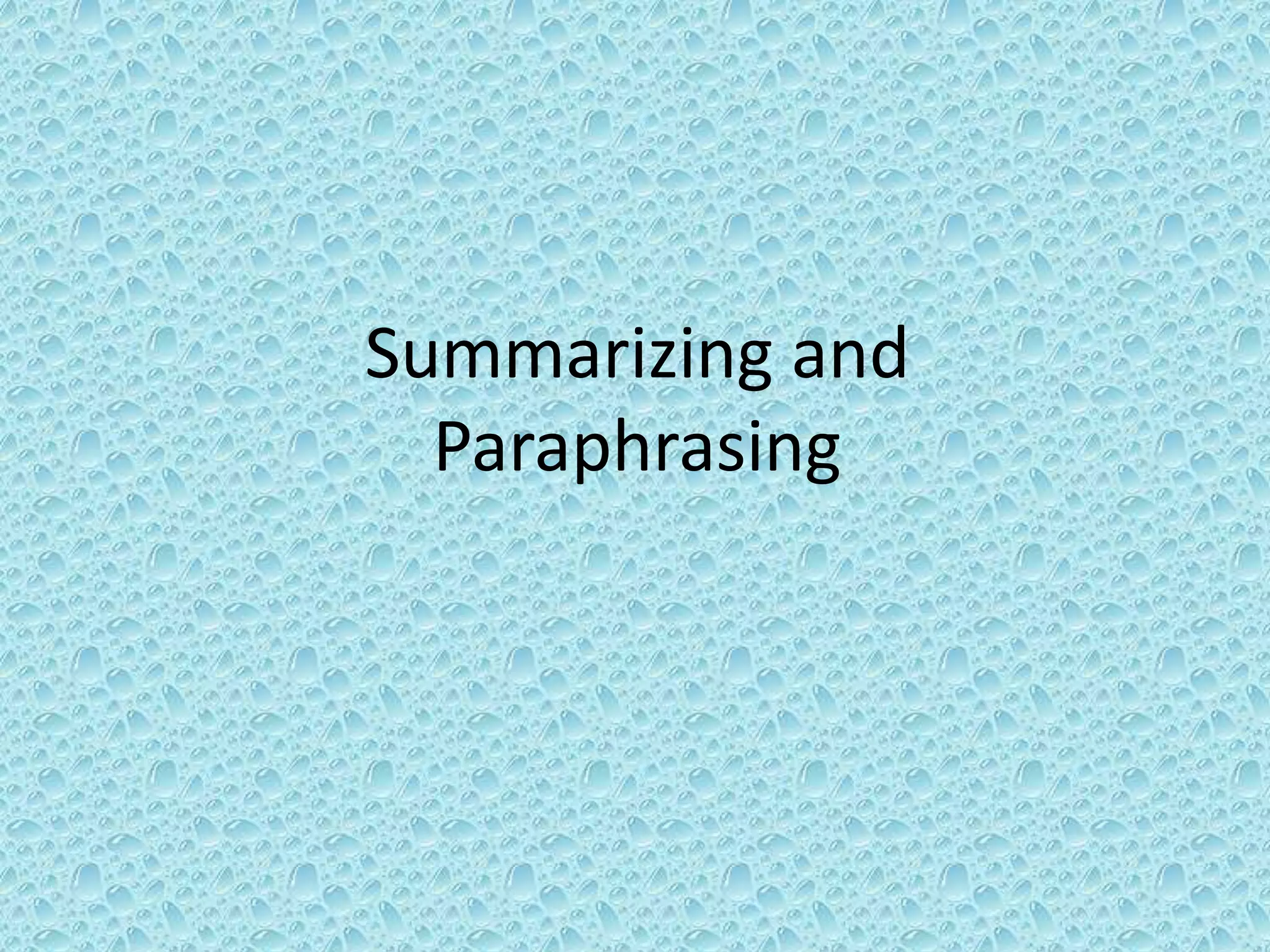 5th Grade - Summarizing and Paraphrasing | PPTX